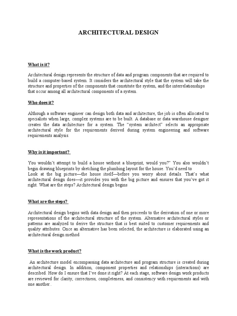 Architectural Design: What Is It? | PDF | Data Warehouse | Component ...