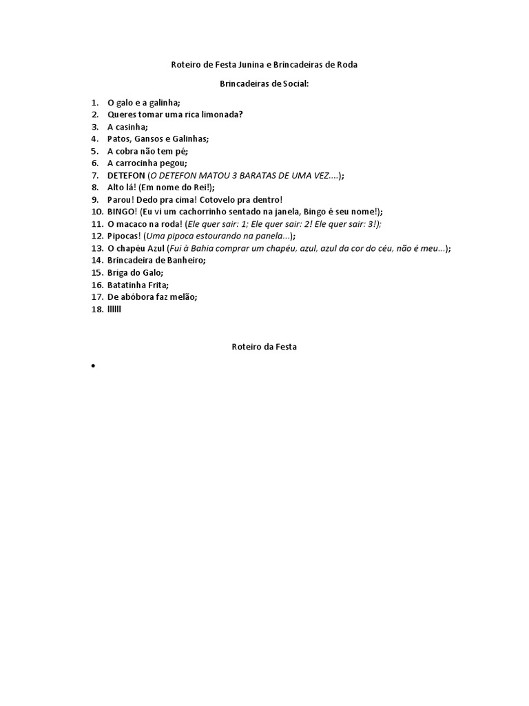Roteiro de Festa Junina | PDF