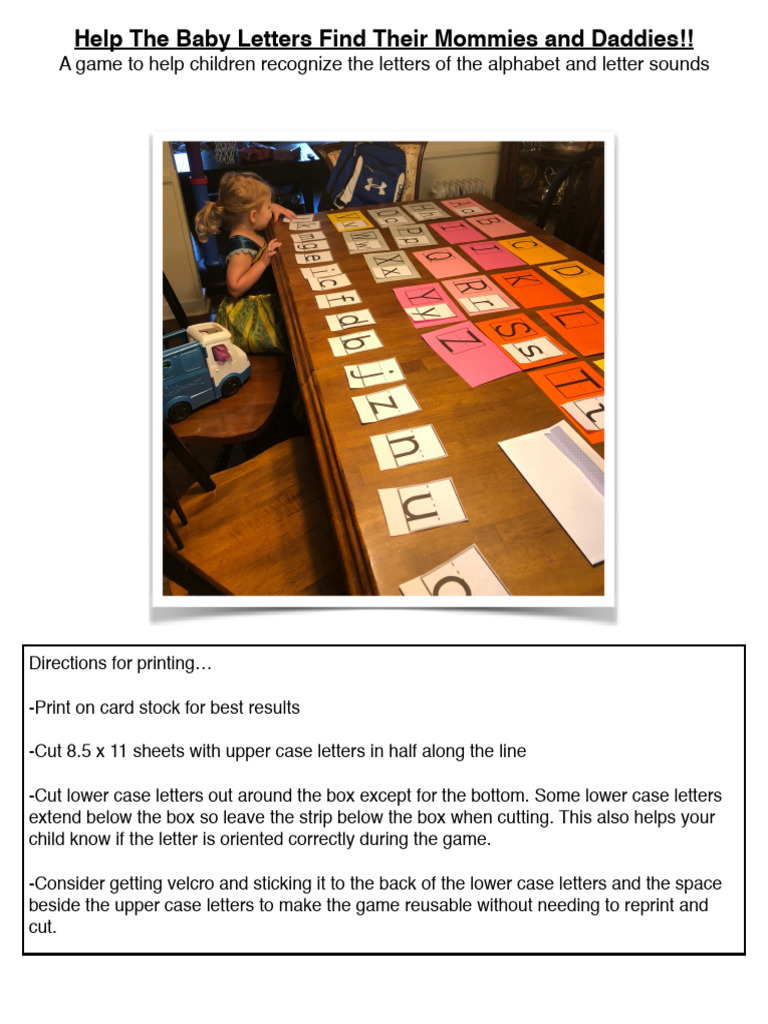 Baby Letters Card Game Instructions | PDF | Letter Case