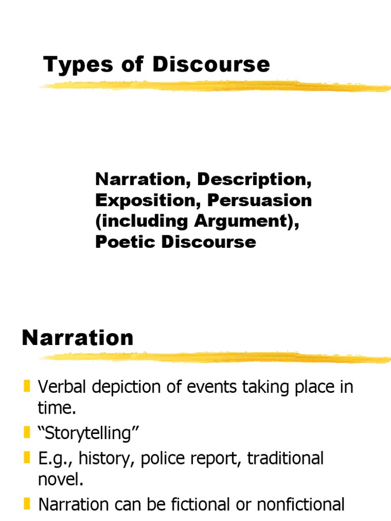 Types of Discourse: Narration, Description, Exposition, Persuasion ...