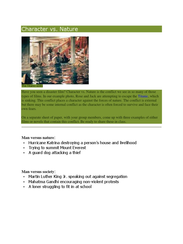 Character vs. Nature in Film Examples | PDF | Philosophy | General Fiction