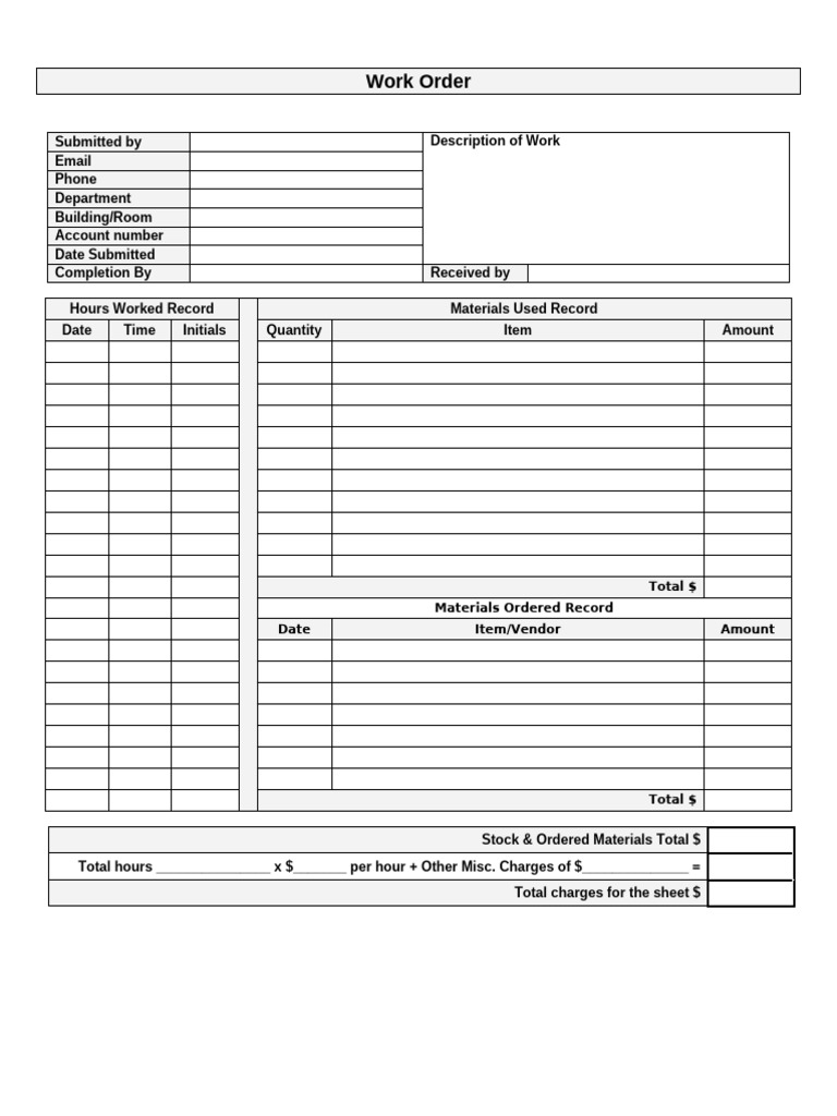 Work Order | PDF