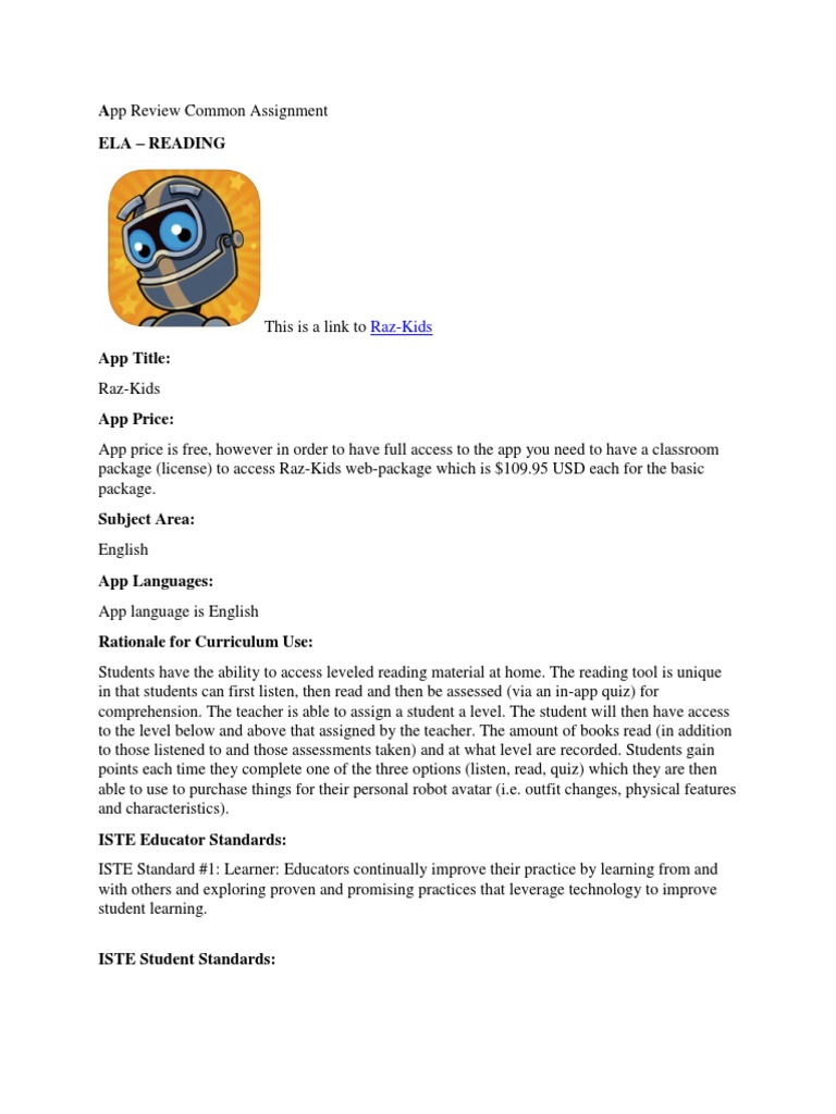 Nicole App Review Assignment | PDF | Curriculum | Learning