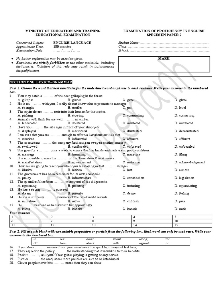 Proficiency Specimen Paper 2 | PDF | Inflation | Brain