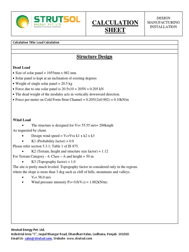 Staad Report - Bracket | PDF | Structural Load | Solar Panel