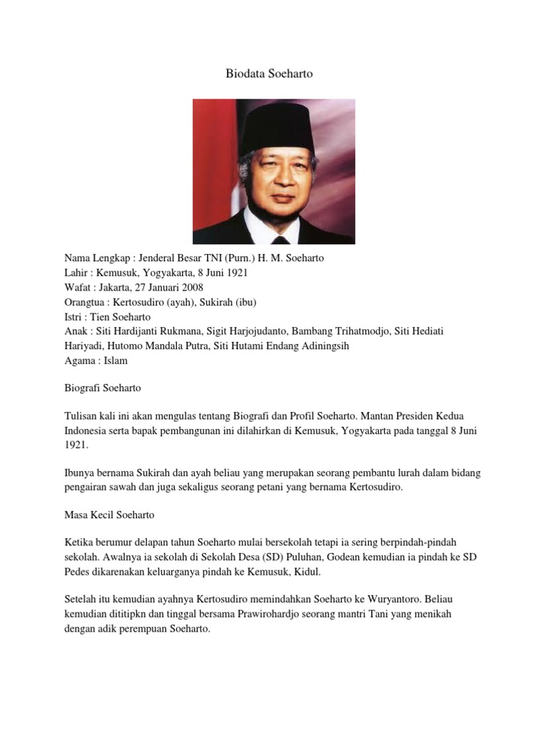 Biodata Soeharto | PDF | Politik
