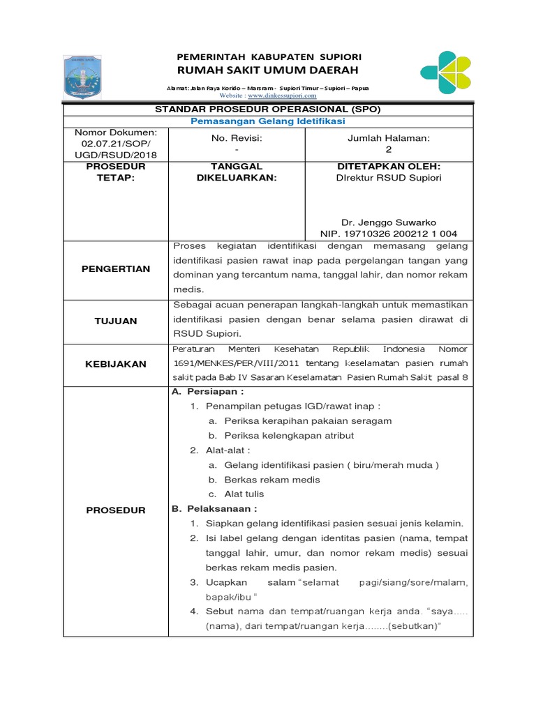 Kumpulan SPO RSUD Supiori | PDF