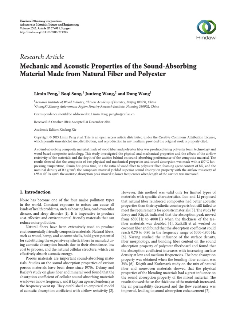 Sound Absorption Properties | PDF | Sound | Composite Material