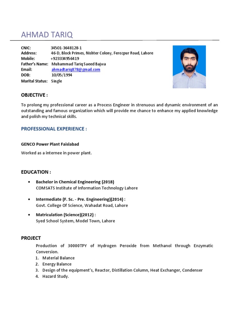 Ahmad Tariq CV | PDF