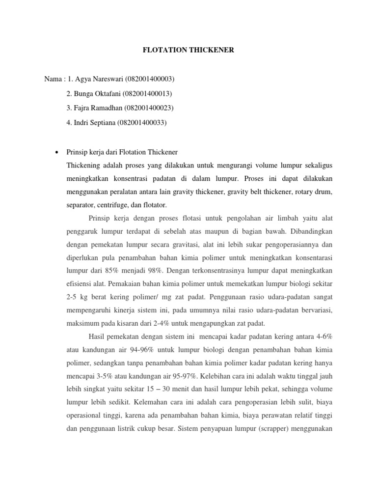 Prinsip dan Desain Flotation Thickener | PDF | Sains & Matematika