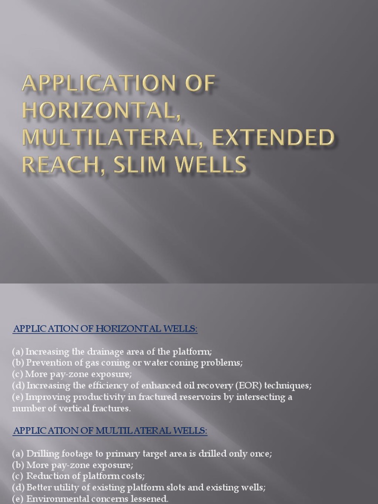 Application of Horizontal Multilateral Extended Reach Slim Wells | PDF