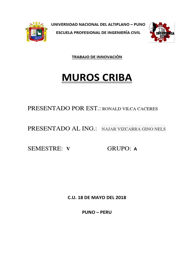 Muro Criba Imprimir | PDF | Fundación (Ingeniería) | Hormigón