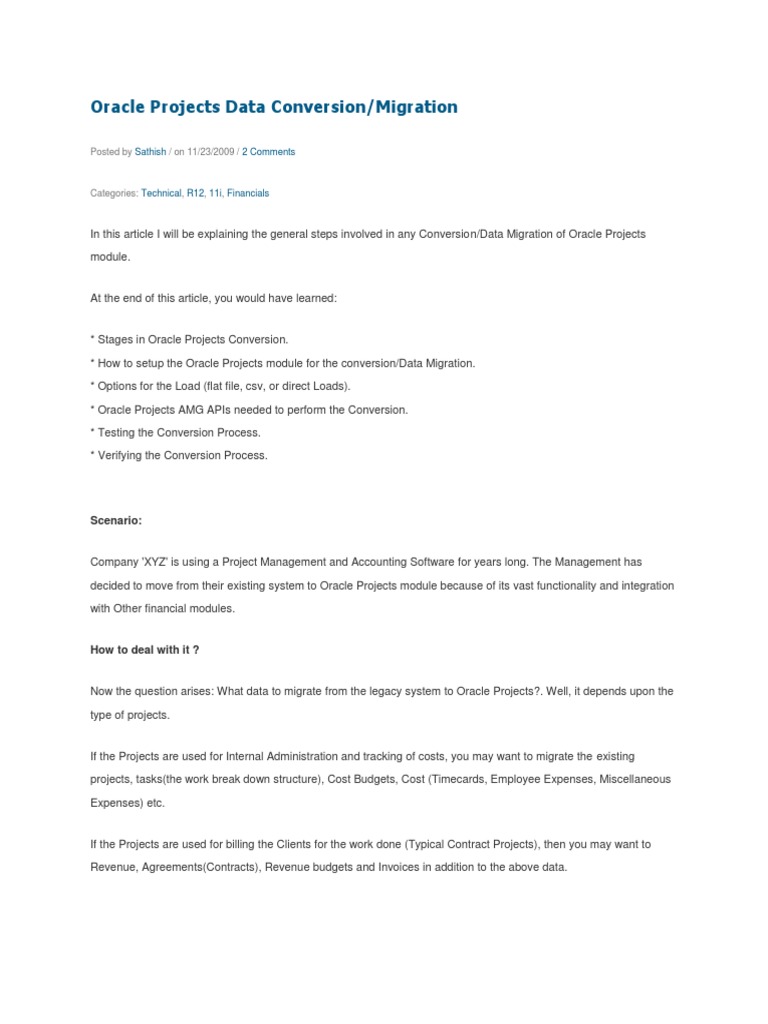 Oracle Projects Data Conversion | PDF | Application Programming ...