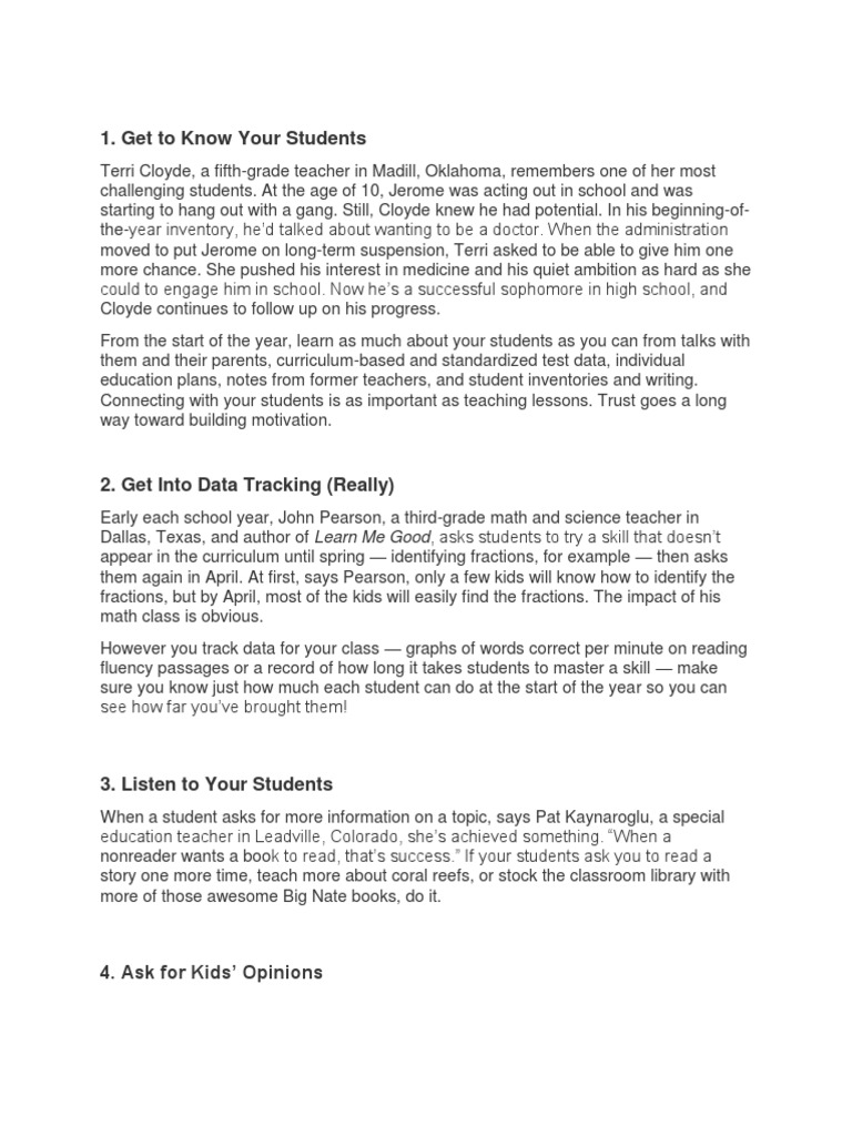 Get To Know Your Students: Learn Me Good | PDF | Teachers | Educational ...
