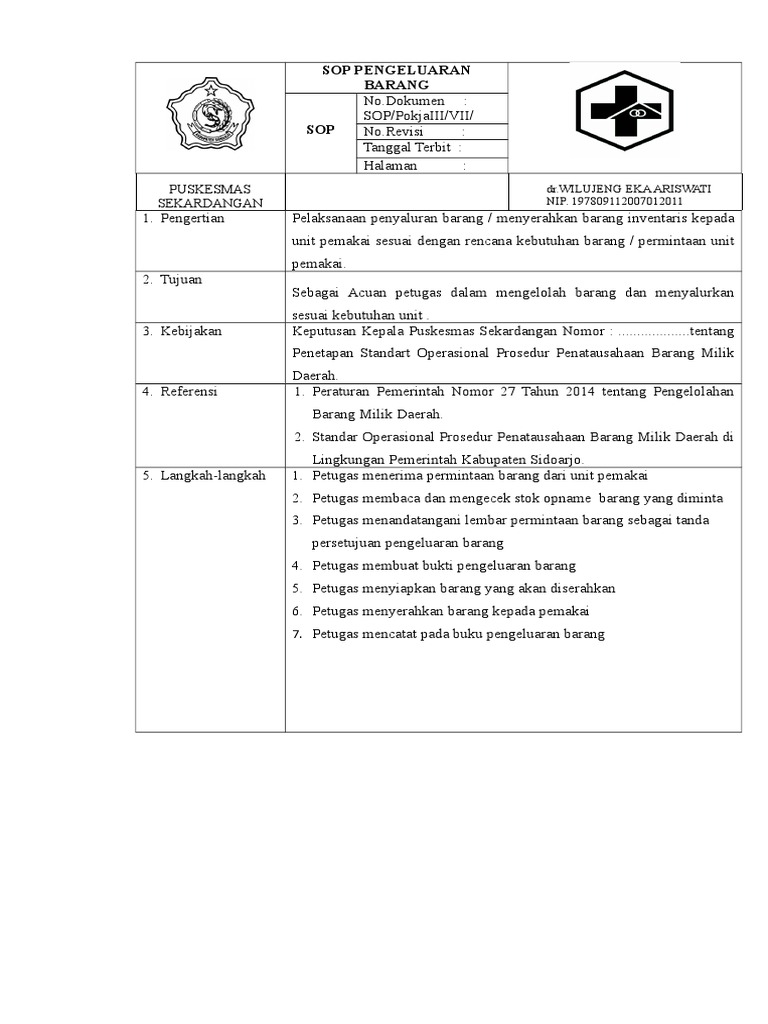 4 Sop Pengeluaran Barang | PDF