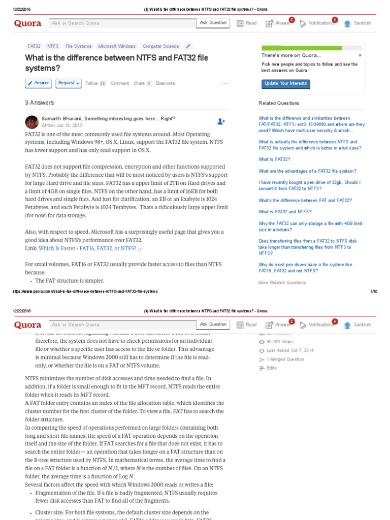 What Is The Difference Between NTFS and FAT32 File System | PDF | File ...