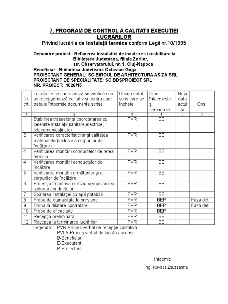 Program de Urmarire Si Control | PDF