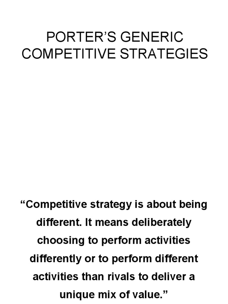 Porter'S Generic Competitive Strategies | PDF | Strategic Management ...