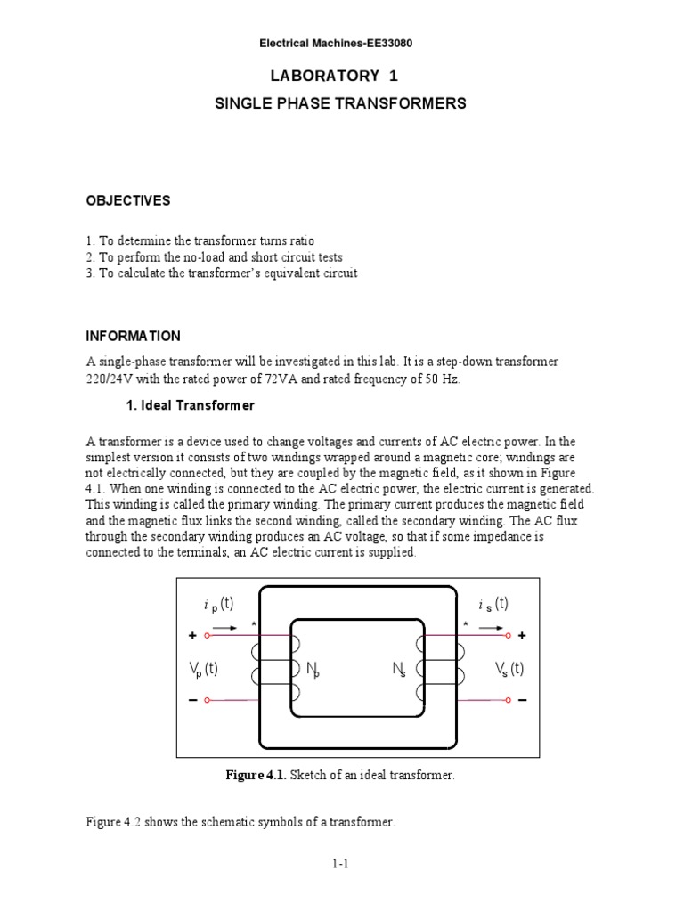 Laboratory 1 Single Phase Transformers: Objectives | PDF | Transformer | Alternating Current