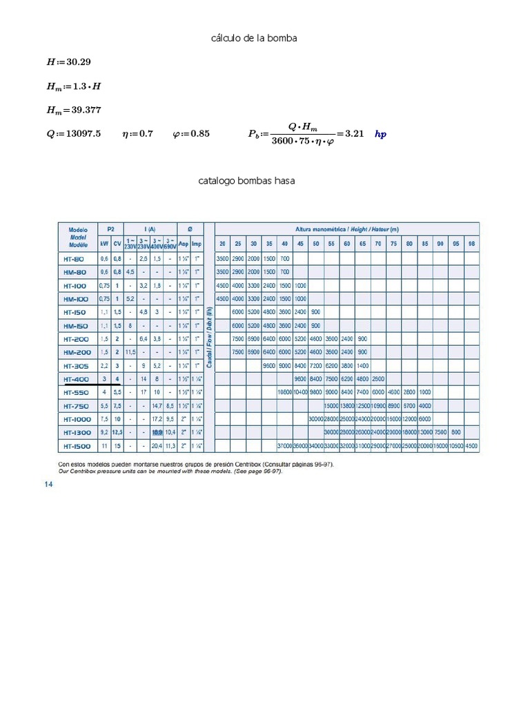 Cálculo de Bombas Hasa | PDF | Science & Mathematics