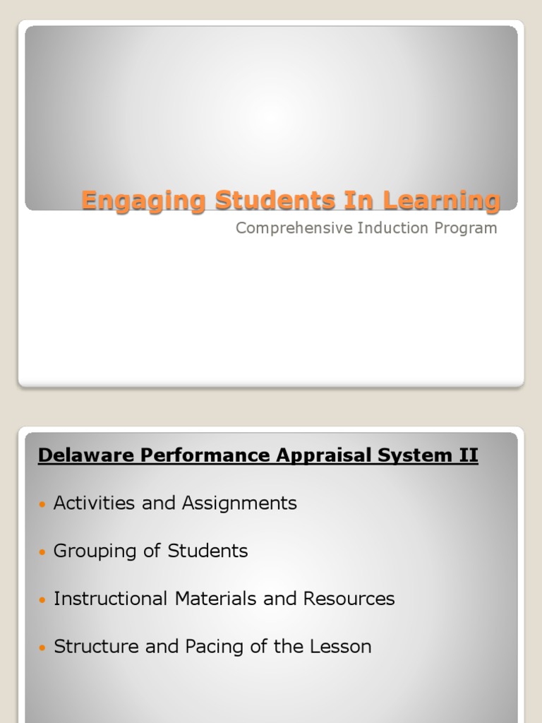 Engaging Students in Learning: Comprehensive Induction Program | PDF ...