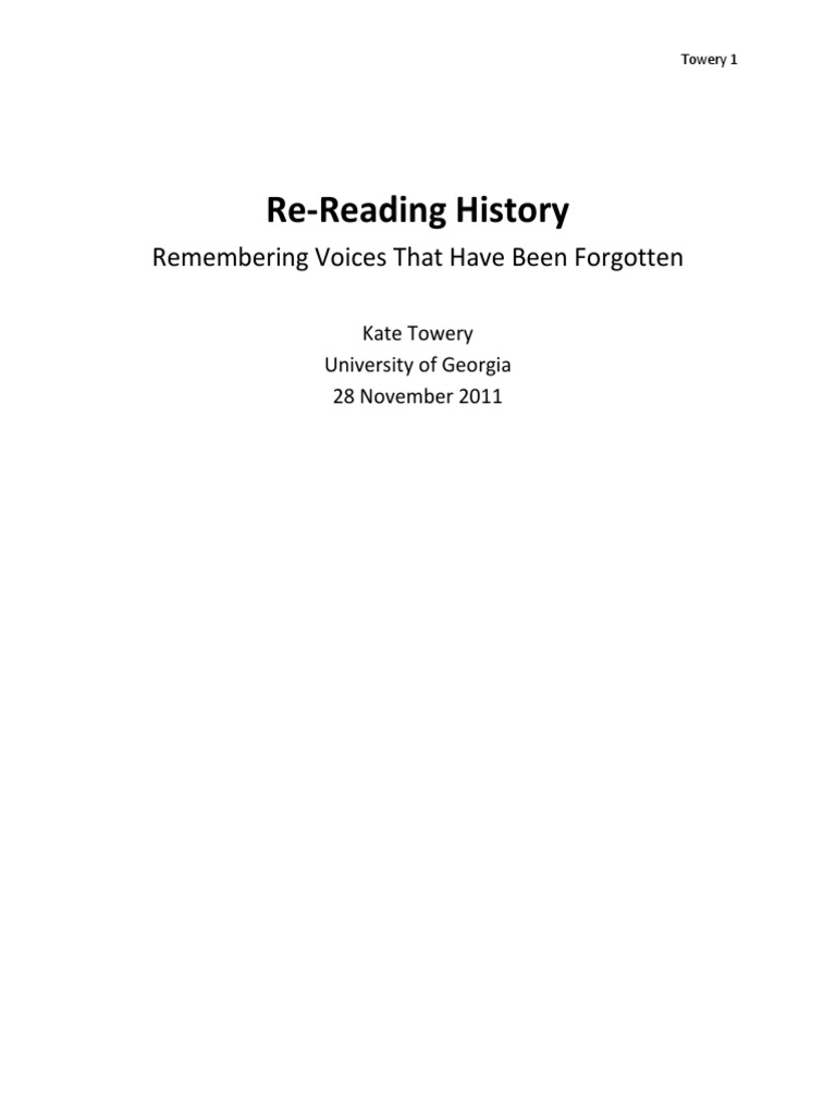 Re-Reading History: Remembering Voices That Have Been Forgotten | PDF | Narrative | Citation