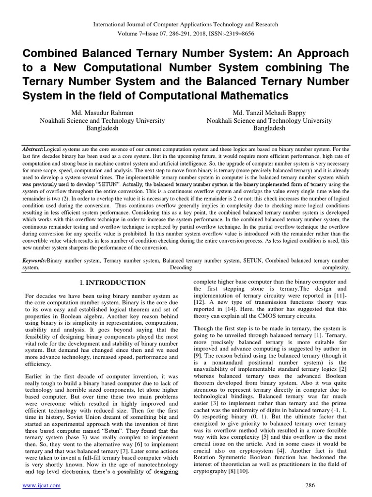 Combined Balanced Ternary Number System: An Approach to a New Computational Number System ...