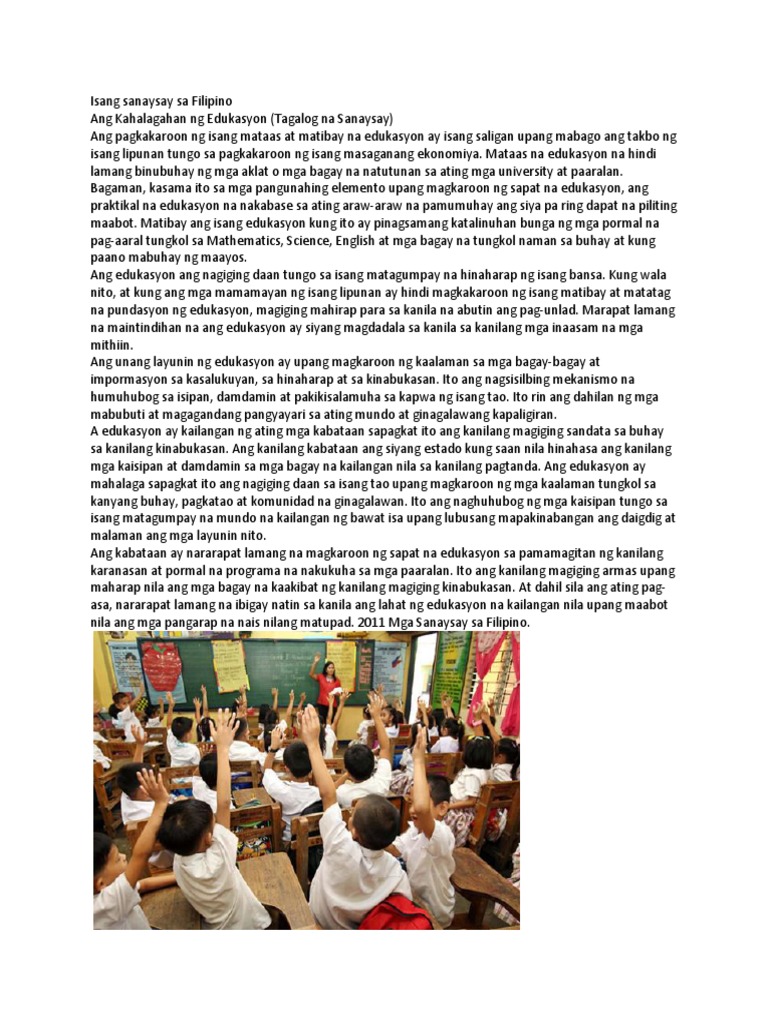 Isang Sanaysay Sa Filipino | PDF