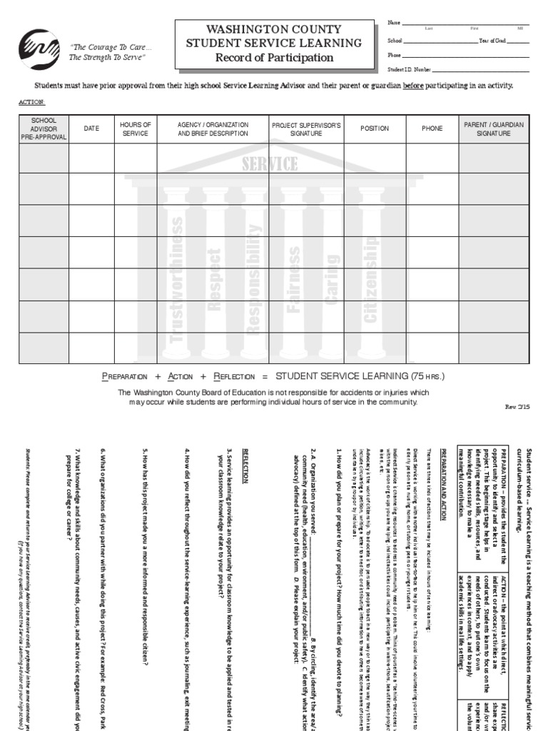 SSL Participation Record | PDF | Service Learning | Change