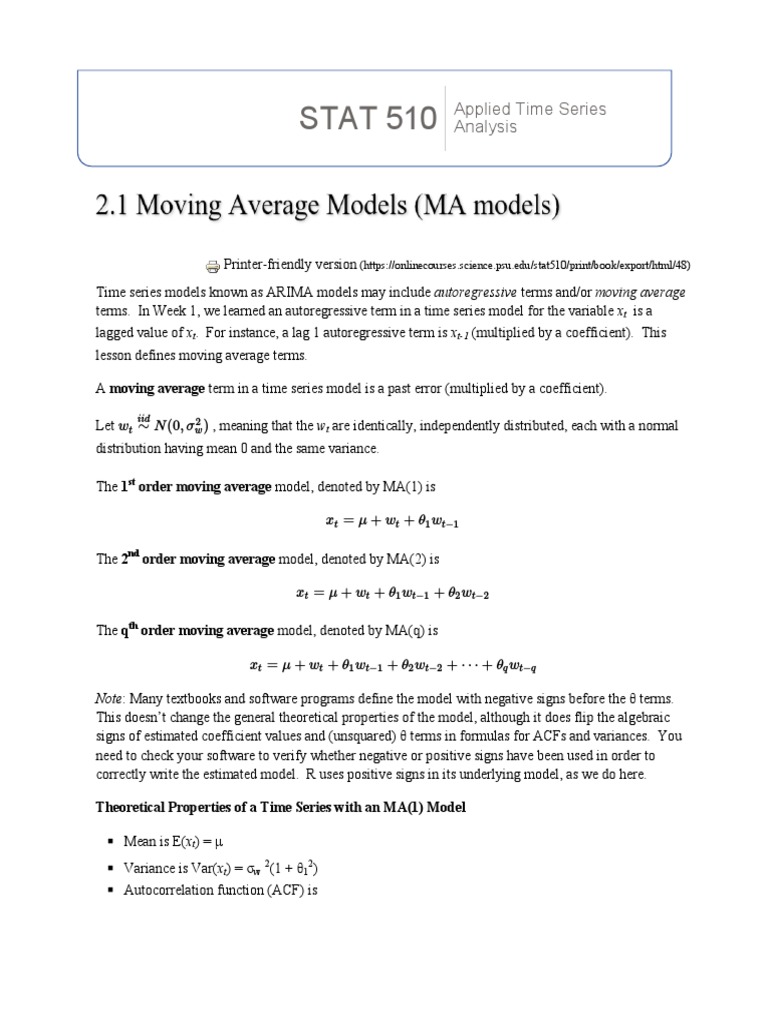 Moving Average Model | PDF | Autocorrelation | Vector Autoregression