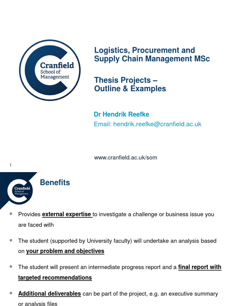 Cranfield SCM MSC Thesis Projects Outline and Examples 201718 | PDF ...