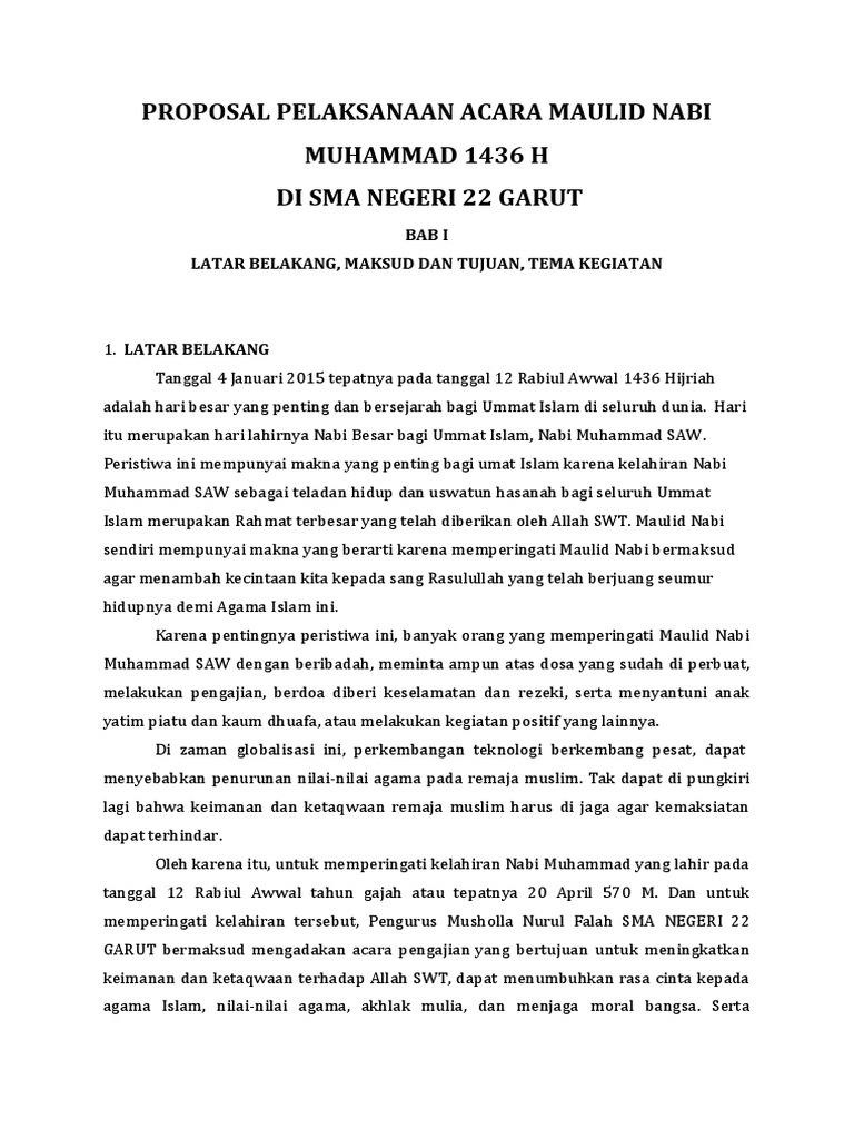 Proposal Acara Maulid Nabi di SMA 22 Garut | PDF