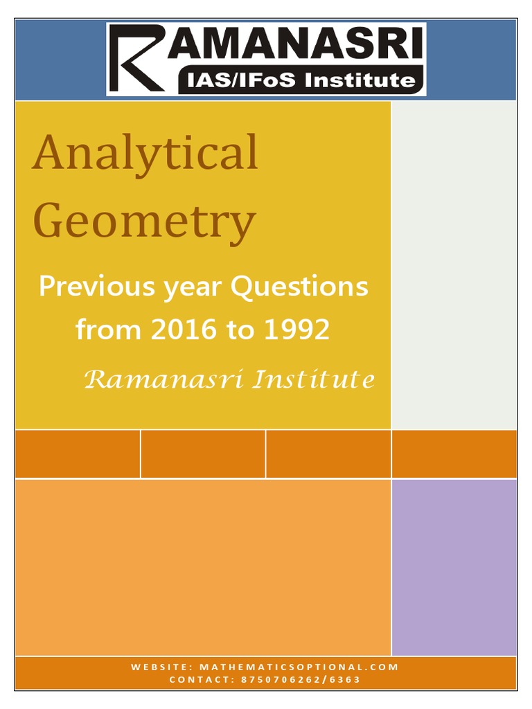 Analytical Geometry Previous Year | PDF | Ellipse | Sphere