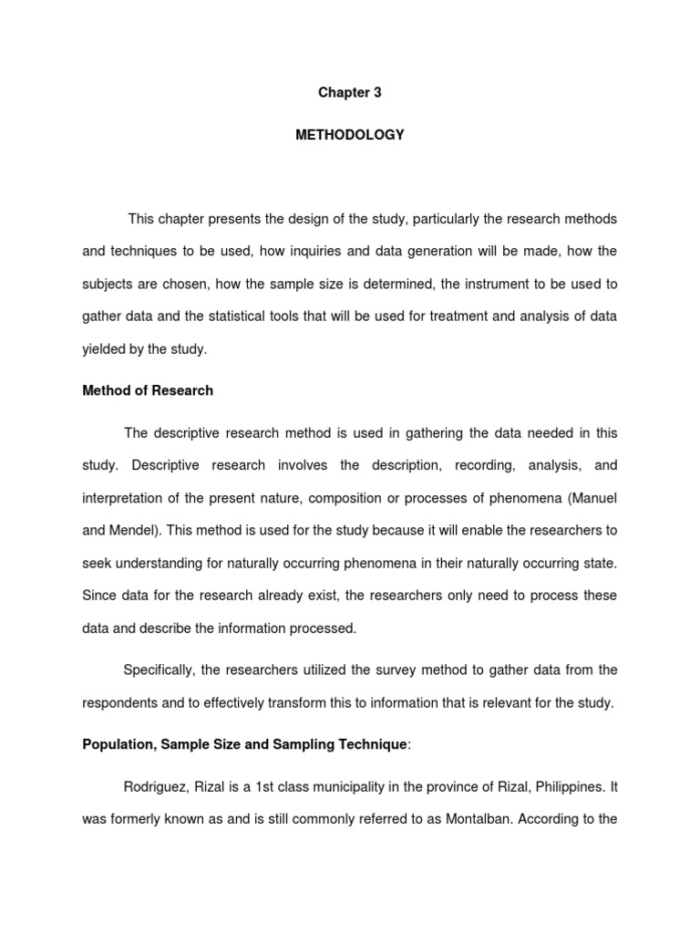 Chapter 3 Methodology Revised Partial Data Gathering Pdf