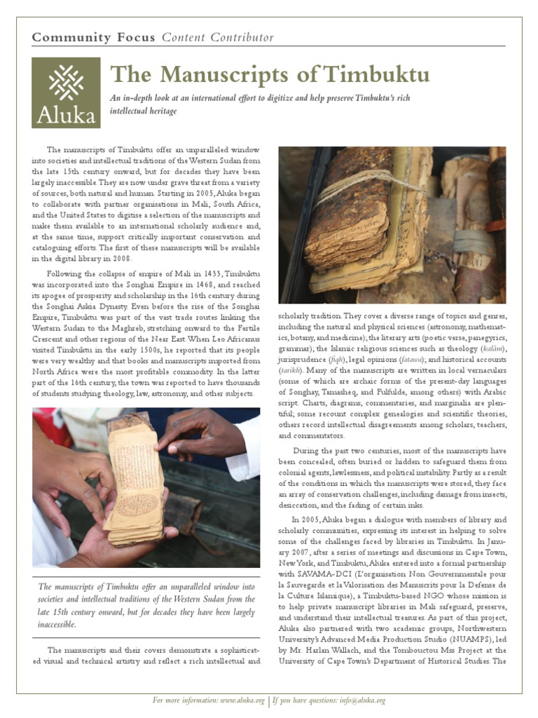 Timbuktu Community Focus PDF | PDF | Social Science | History