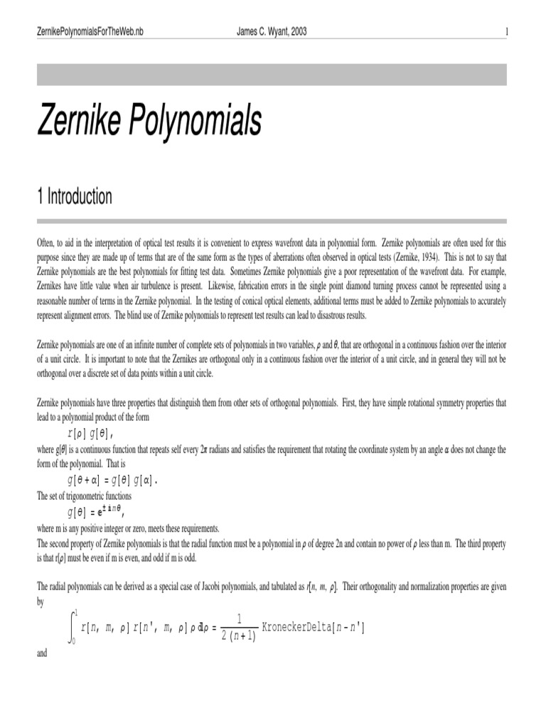 Understanding Zernike Polynomials | PDF | Polynomial | Optics