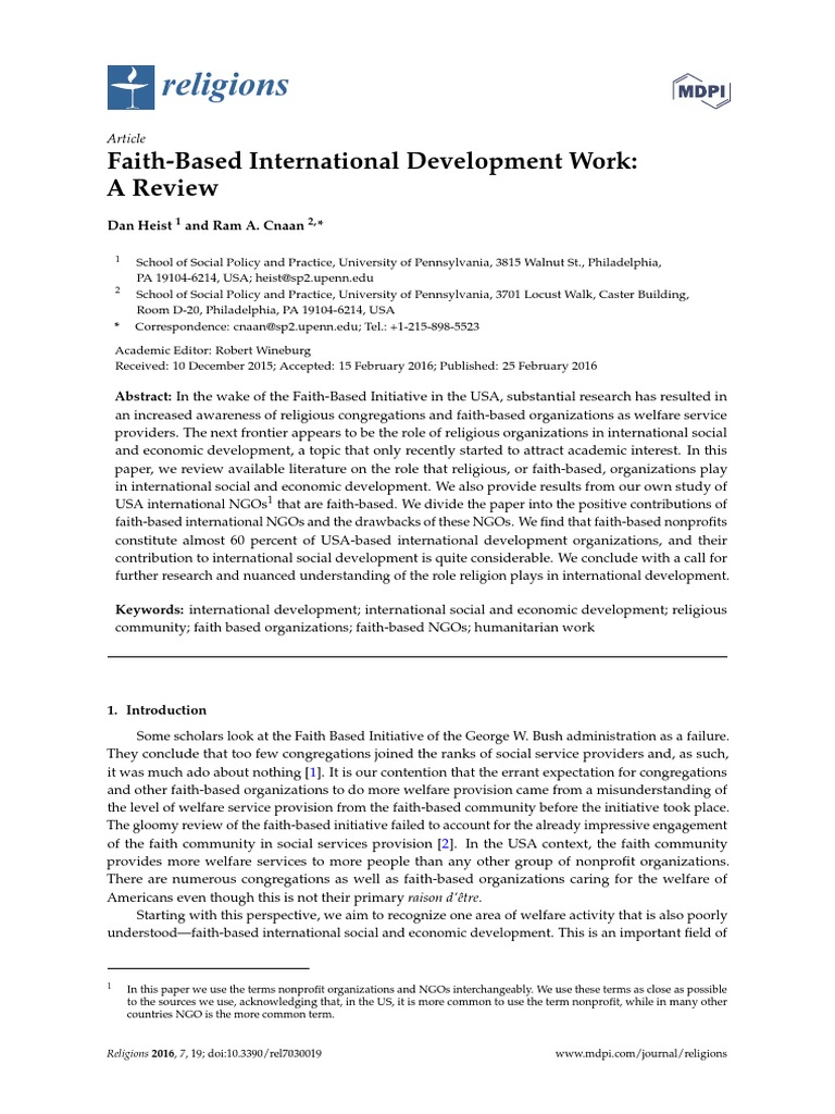 Faith Base Organization | PDF | Christian Mission | Non Governmental ...