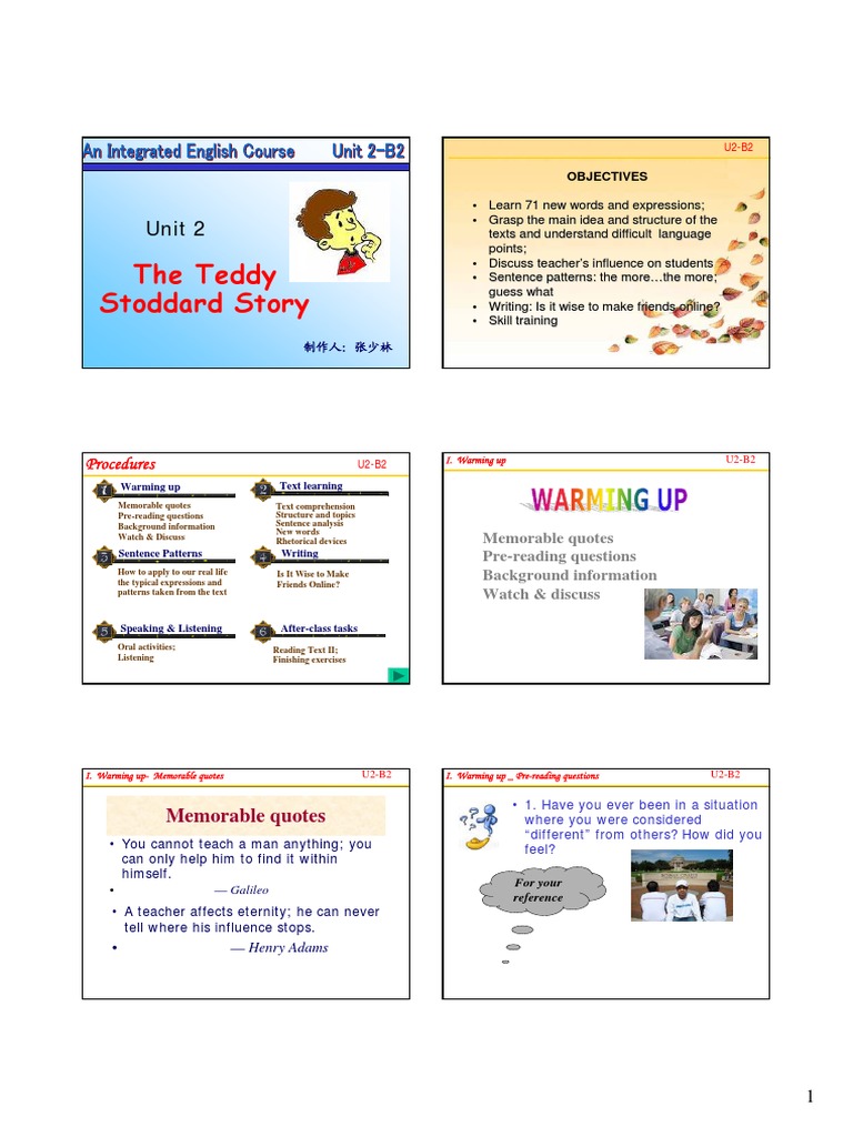 The Teddy Stoddard Story: Unit 2 | PDF | Reading (Process) | Reading ...