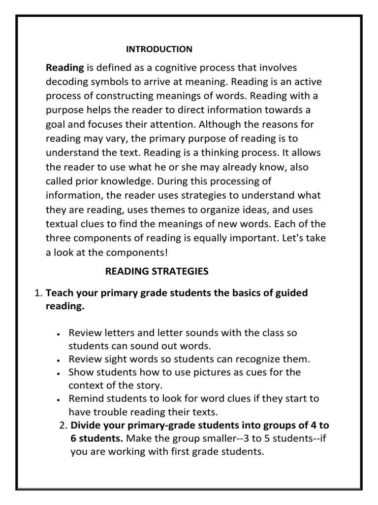 Reading Is Defined As A Cognitive Process That Involves | PDF | Reading ...
