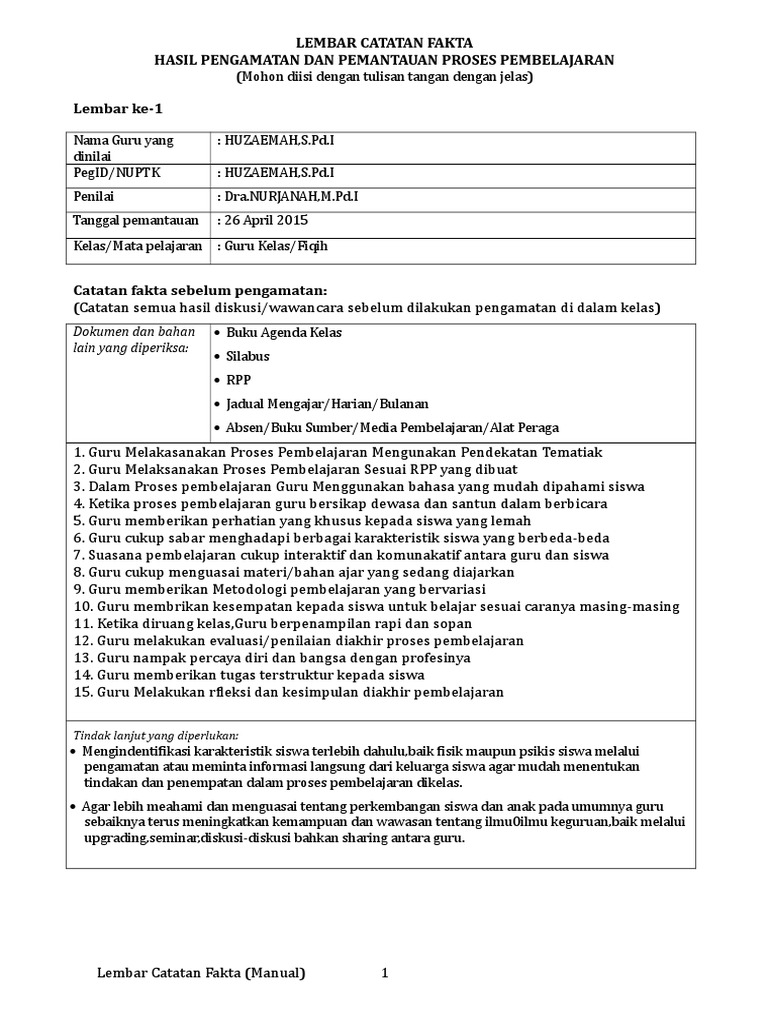 Lembar Catatan Fakta PKG 1 | PDF