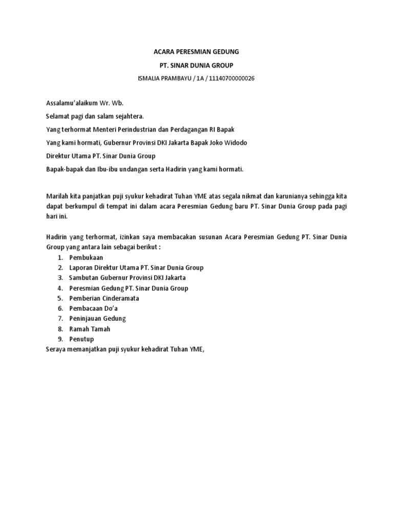 Contoh Teks MC Formal | PDF | Bisnis