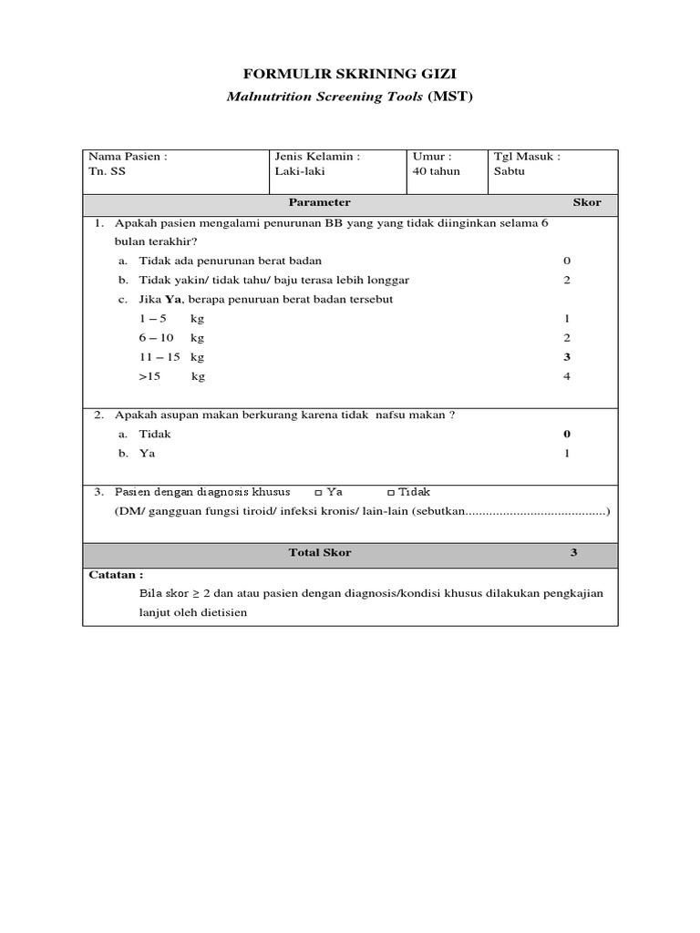 Formulir Skrining Gizi MST | PDF