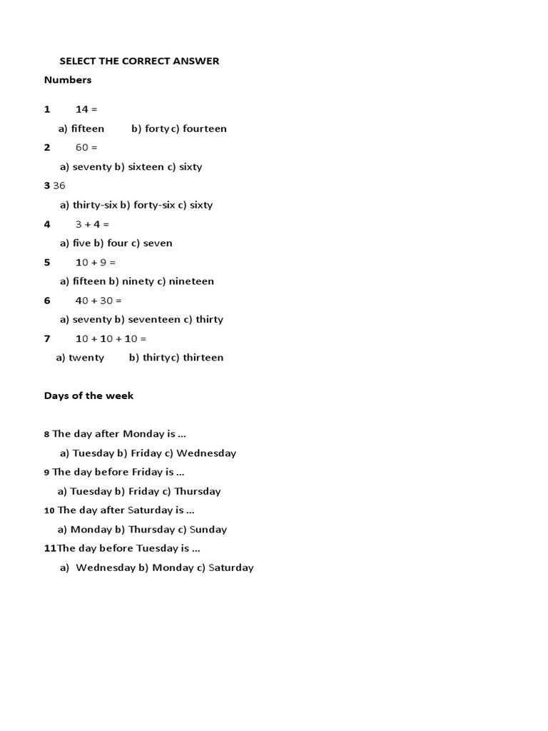 Select The Correct Answer Numbers 1 | PDF | Syntactic Relationships ...