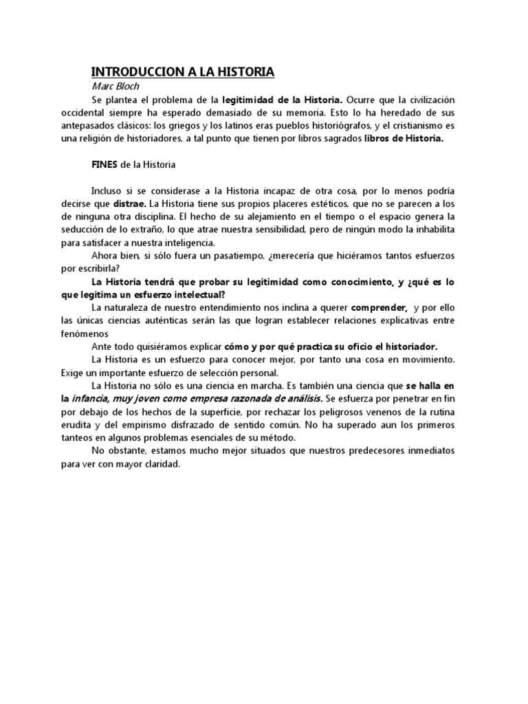 Introduccion A La Historia Marc Bloch | PDF