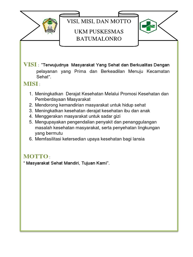 Visi, Misi, Motto Ukm | PDF
