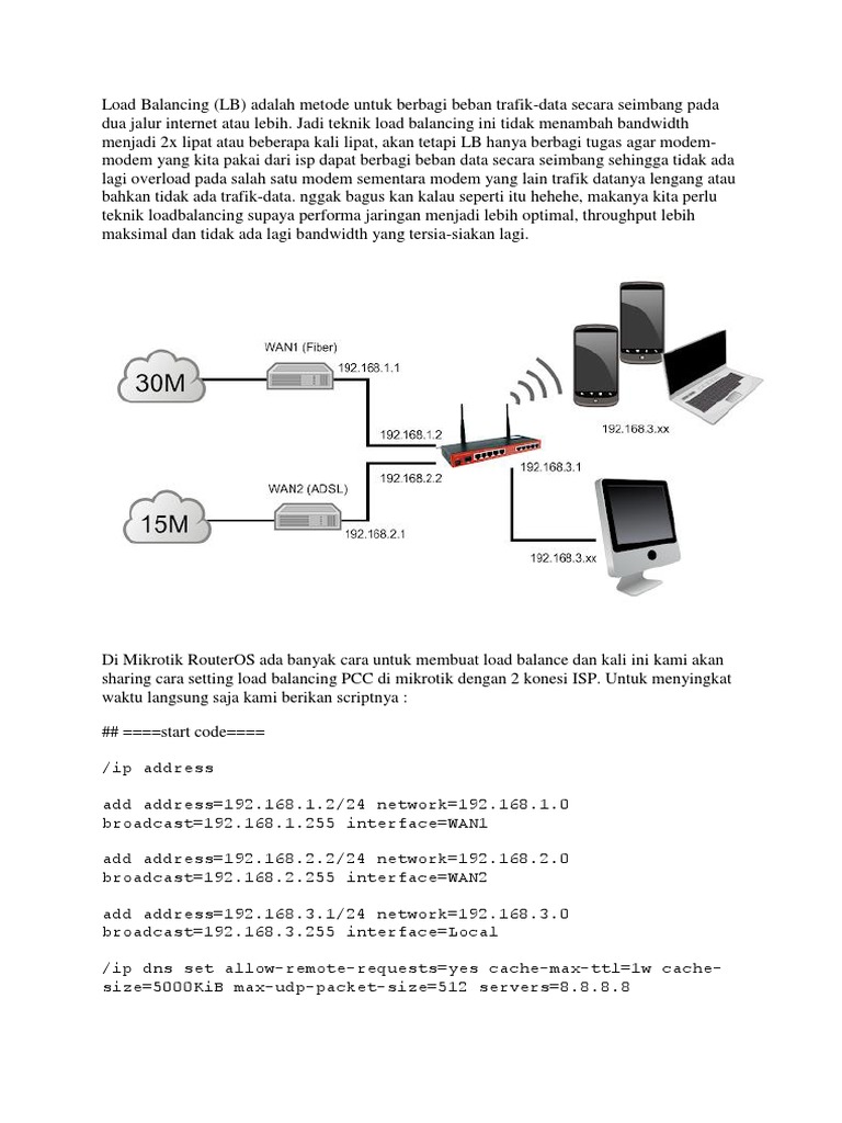 Cara Load Balancing Dual WAN Di Mikrotik Metode PCC | PDF