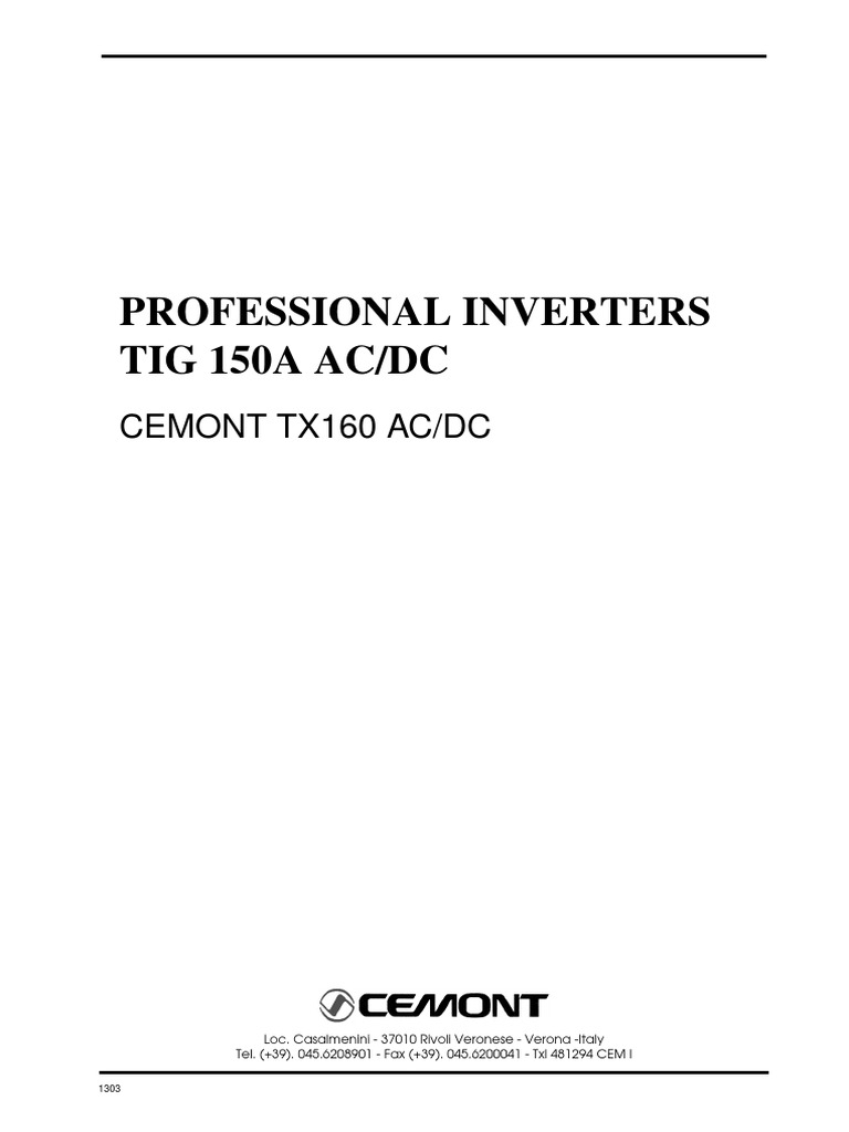 Profesional Inverters Tig Cemont TX150 Ac/dc | PDF | Power Inverter ...