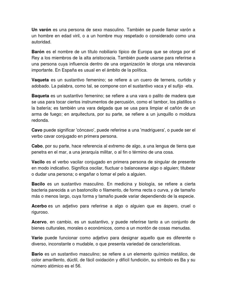 Un Varón Es Una Persona de Sexo Masculino | PDF | Sustantivo | Adjetivo