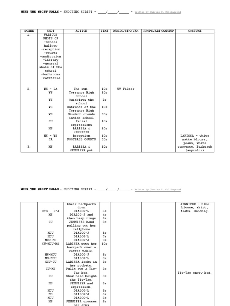Shooting Script (DRAFT) | PDF | I Phone