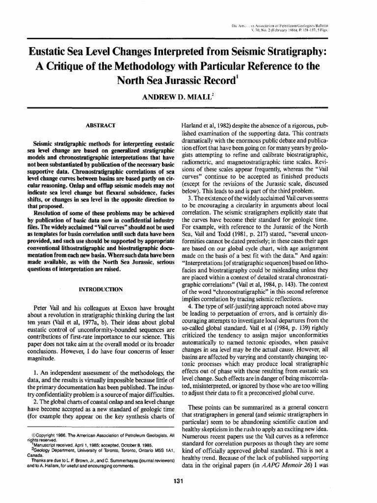 Miall, A. - 1986 - Eustatic Sea Level Changes Interpreted From Seismic ...